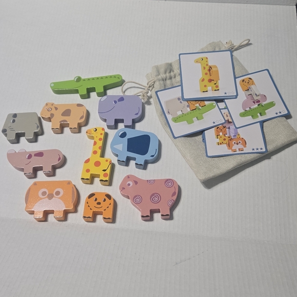 Other | Montessori Wooden Animal Stacking Blocks For Toddlers 13 Years ...